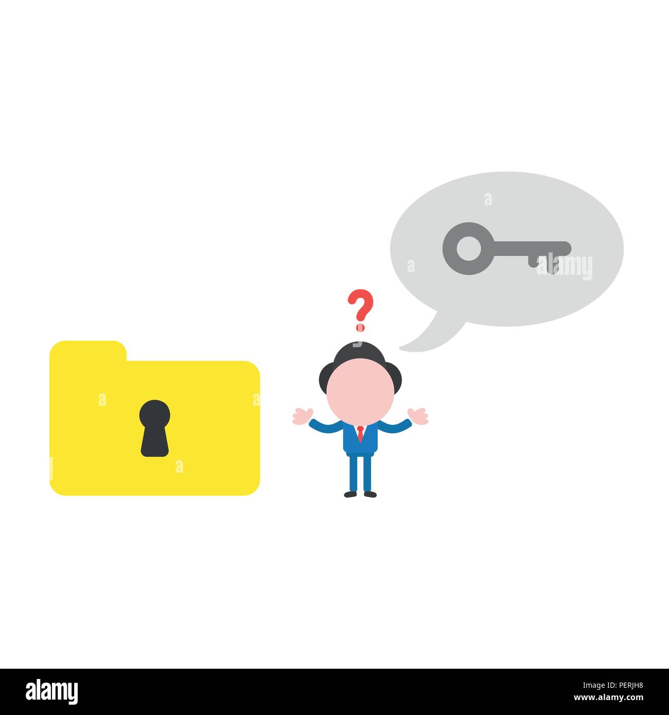 Vector illustration confused businessman character saying key with ...