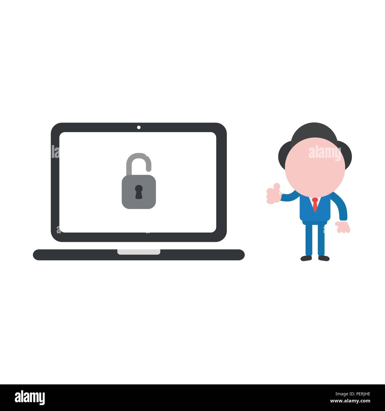 Vector illustration businessman character showing thumbs up with open ...