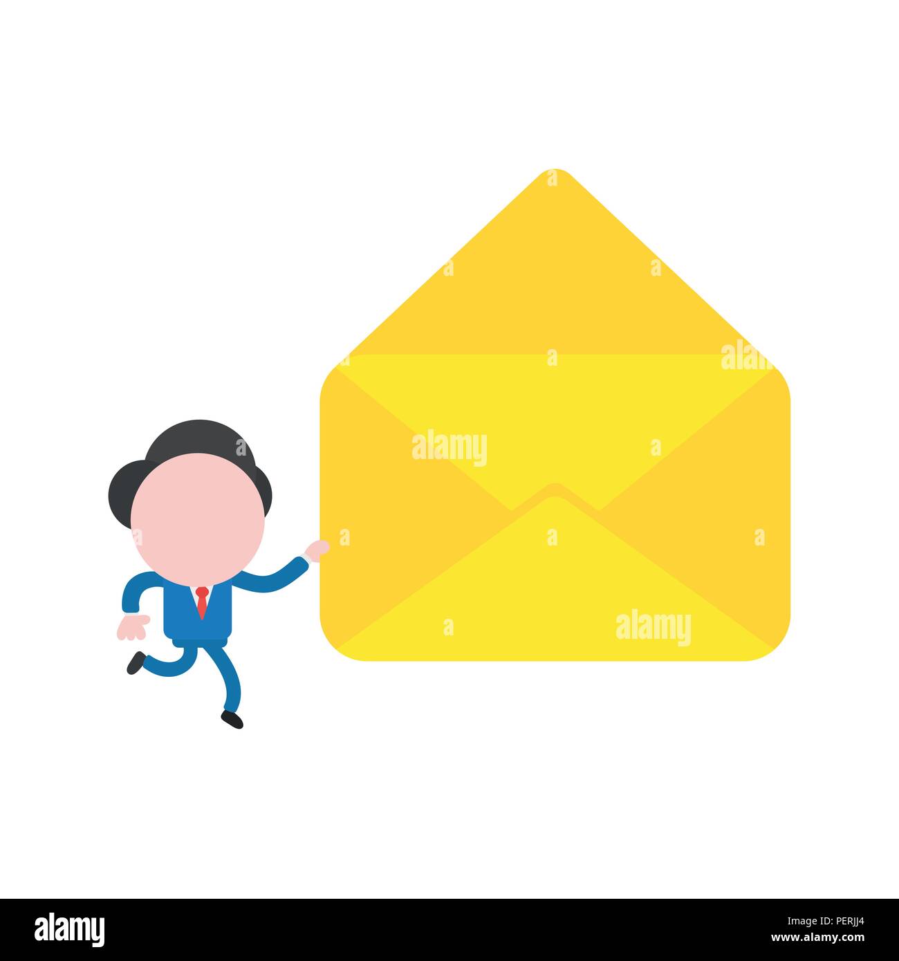 Vector illustration businessman character running and carrying open ...