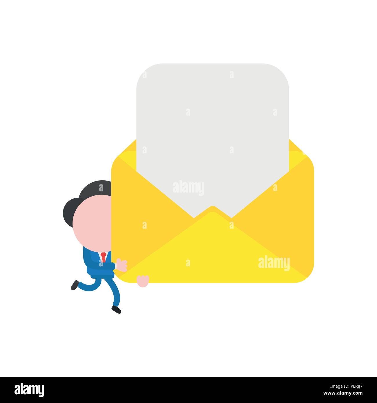 Vector illustration businessman character running and carrying blank ...
