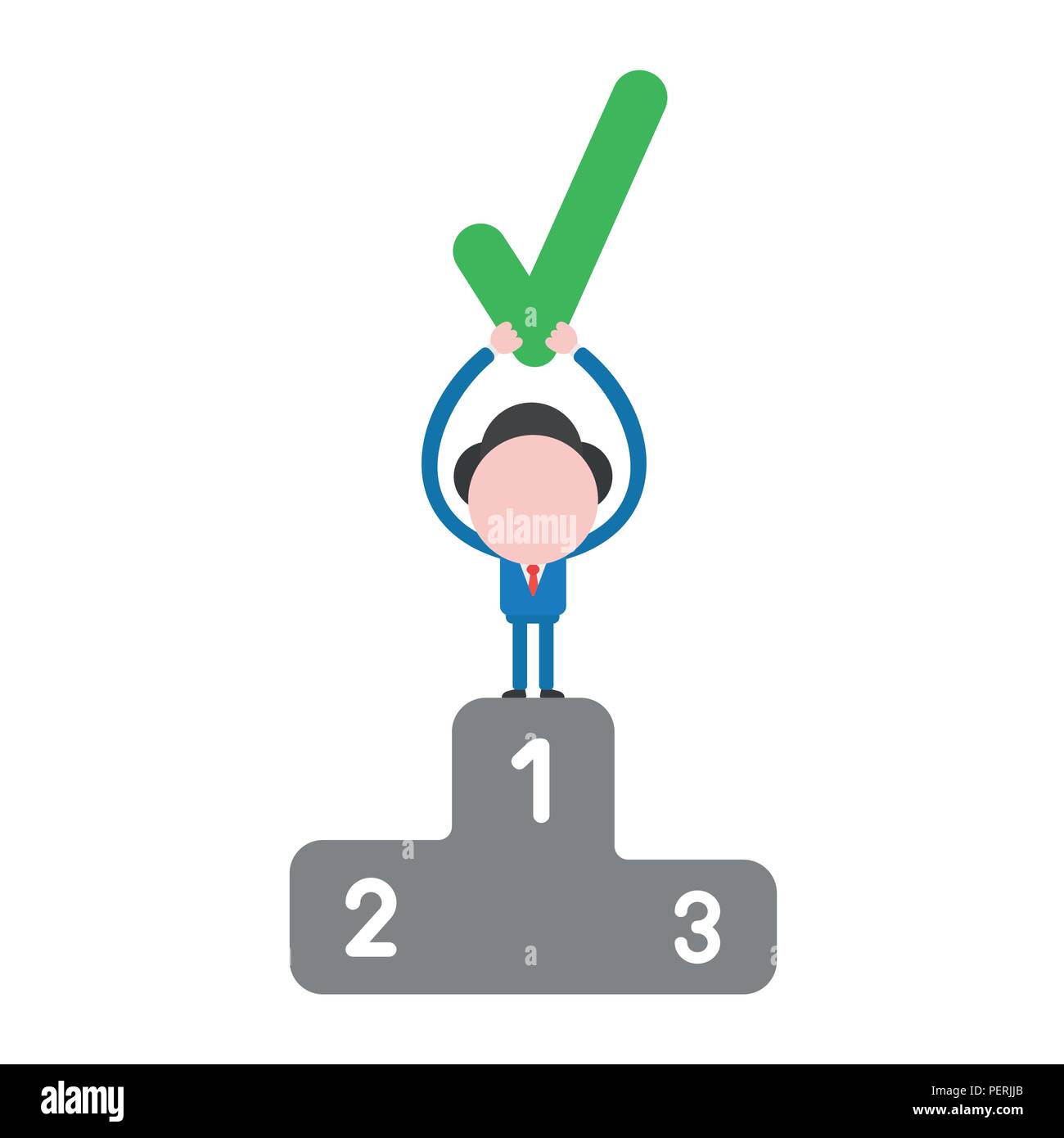 Vector illustration businessman character holding up check mark on ...