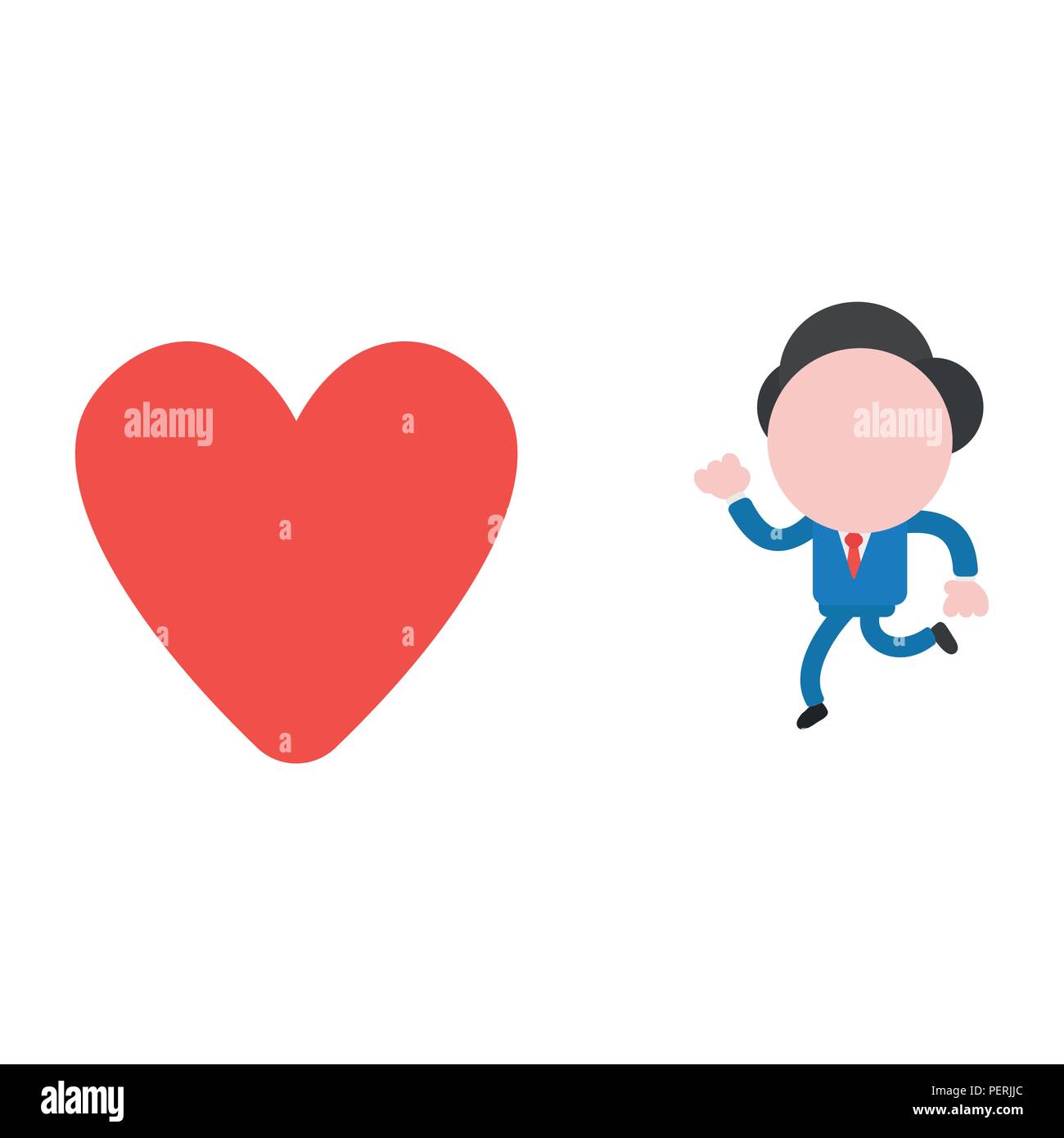 Vector illustration businessman character running to heart Stock Vector ...