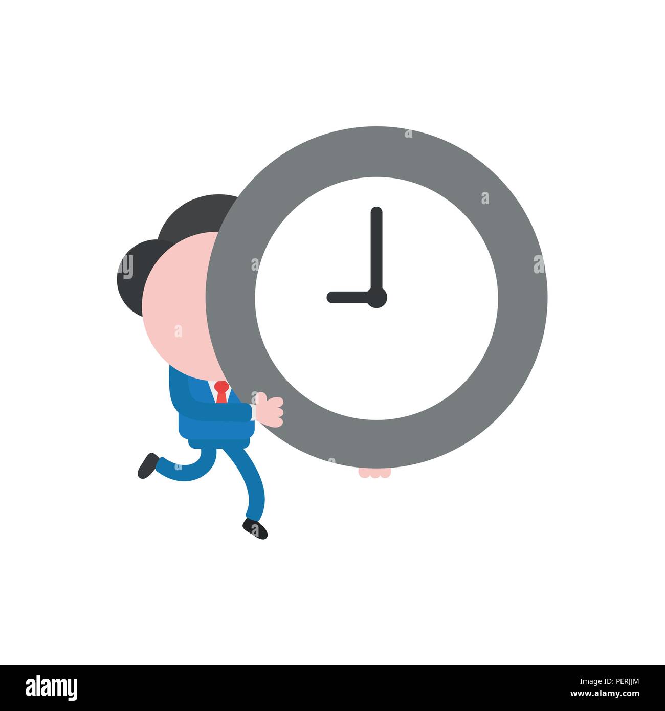 Vector illustration businessman character running and carrying clock ...