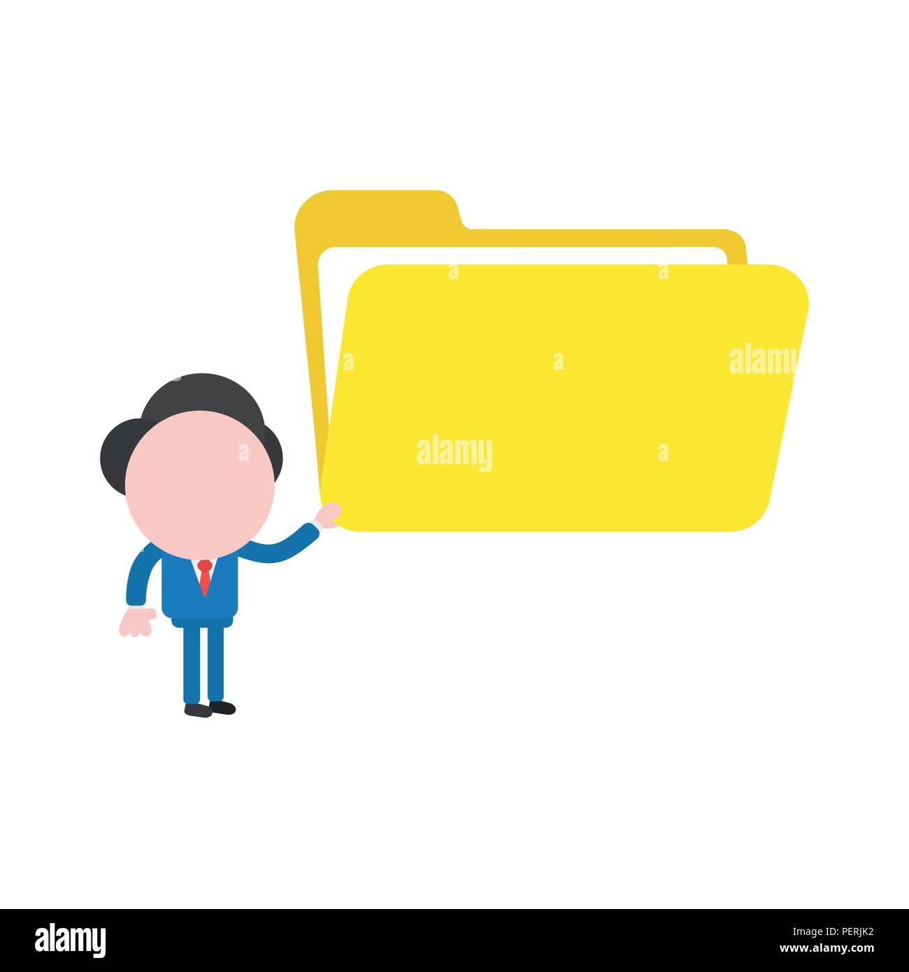 Vector illustration businessman character holding open file folder ...