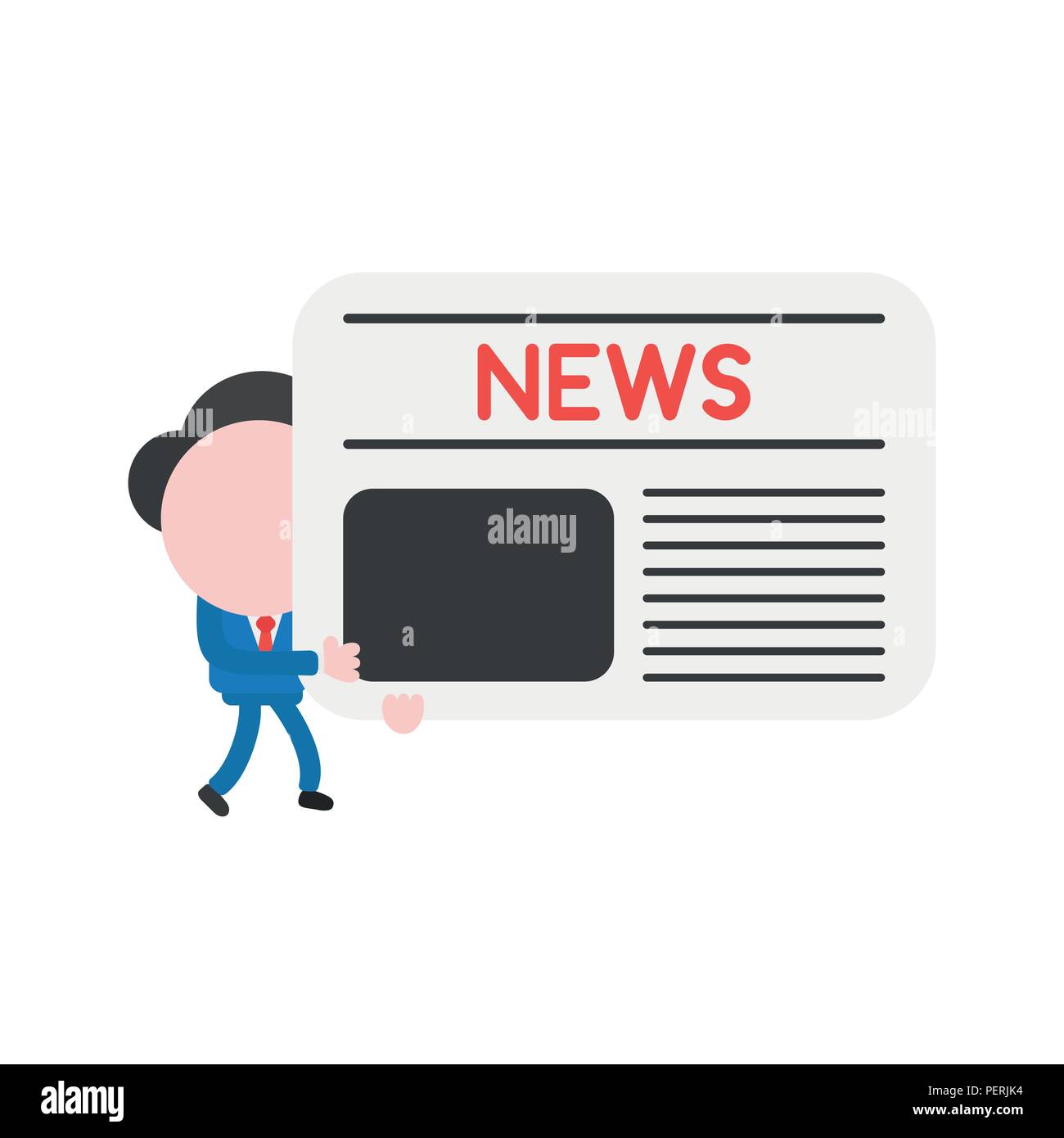 Vector illustration businessman character walking and holding newspaper ...