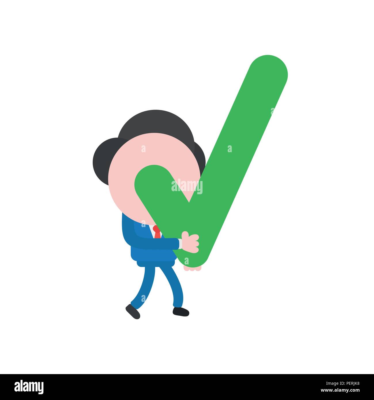 Vector illustration businessman character walking and holding check ...