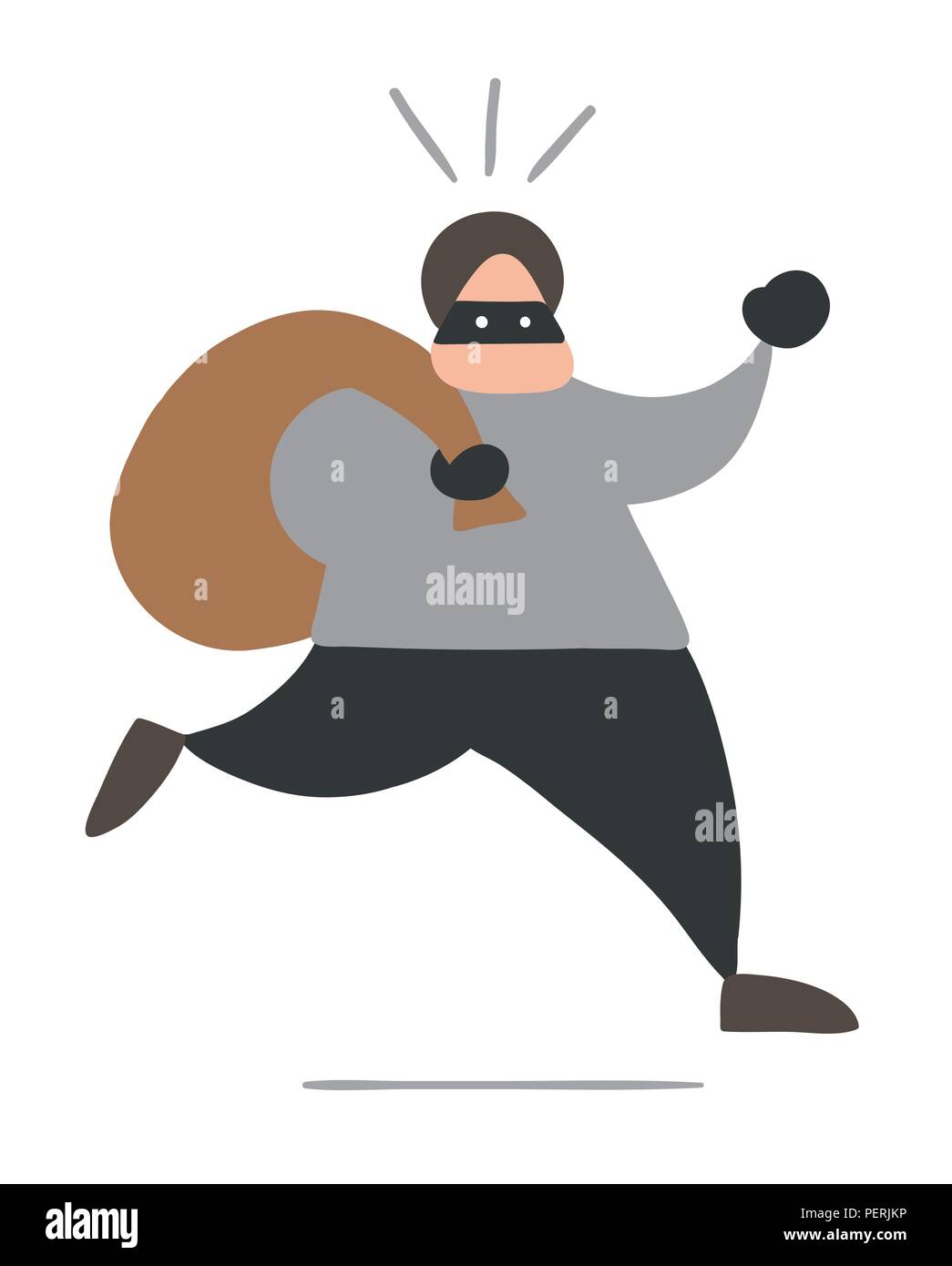 Vector illustration cartoon thief man with face masked running and ...