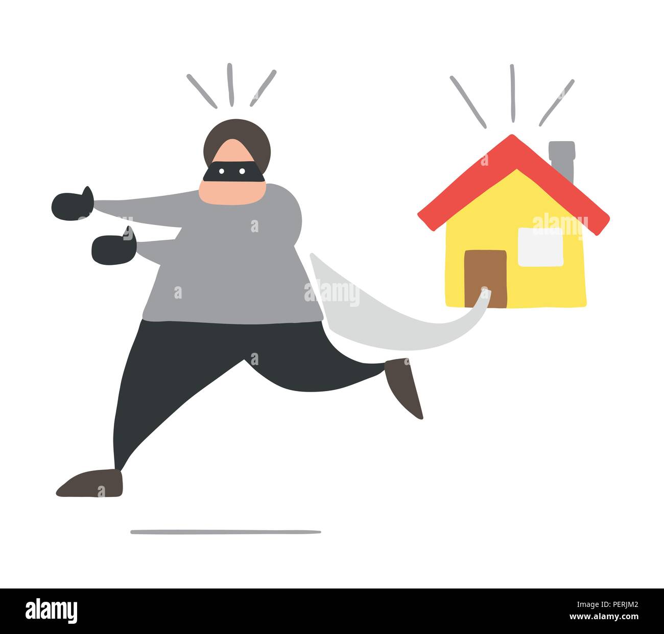 Vector illustration cartoon thief man with face masked running away ...
