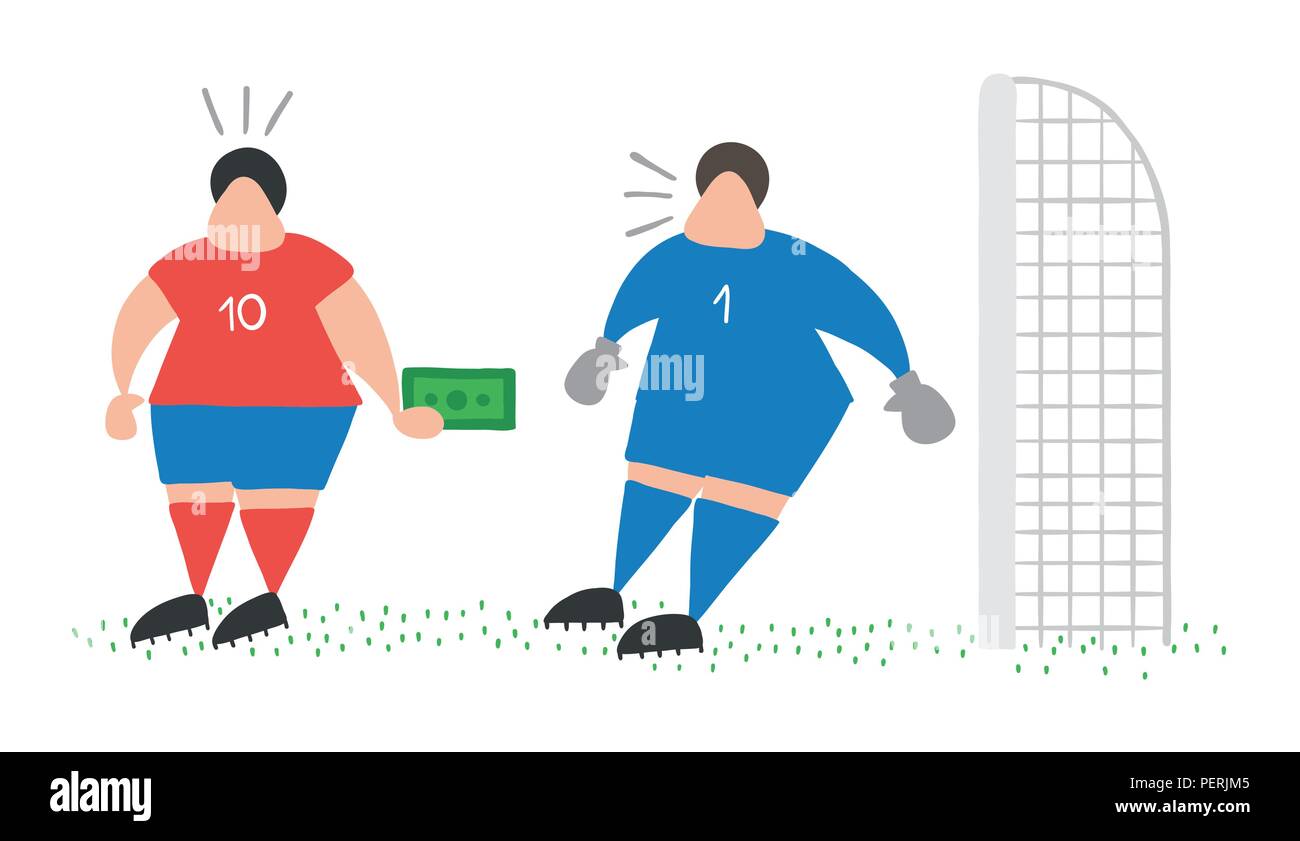 Vector illustration cartoon soccer player man offering bribe to ...