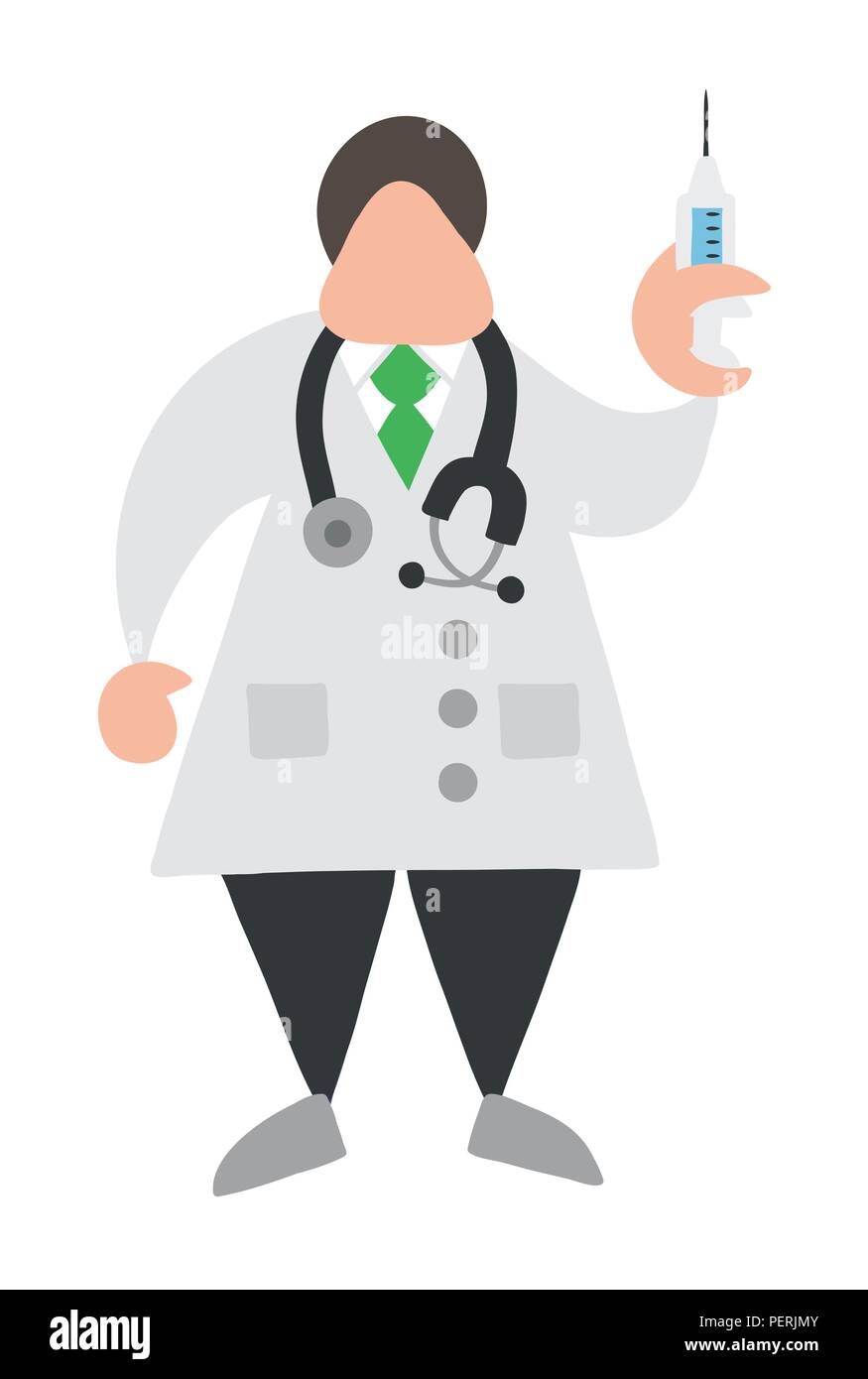 Vector illustration cartoon doctor man with stethoscope and standing ...