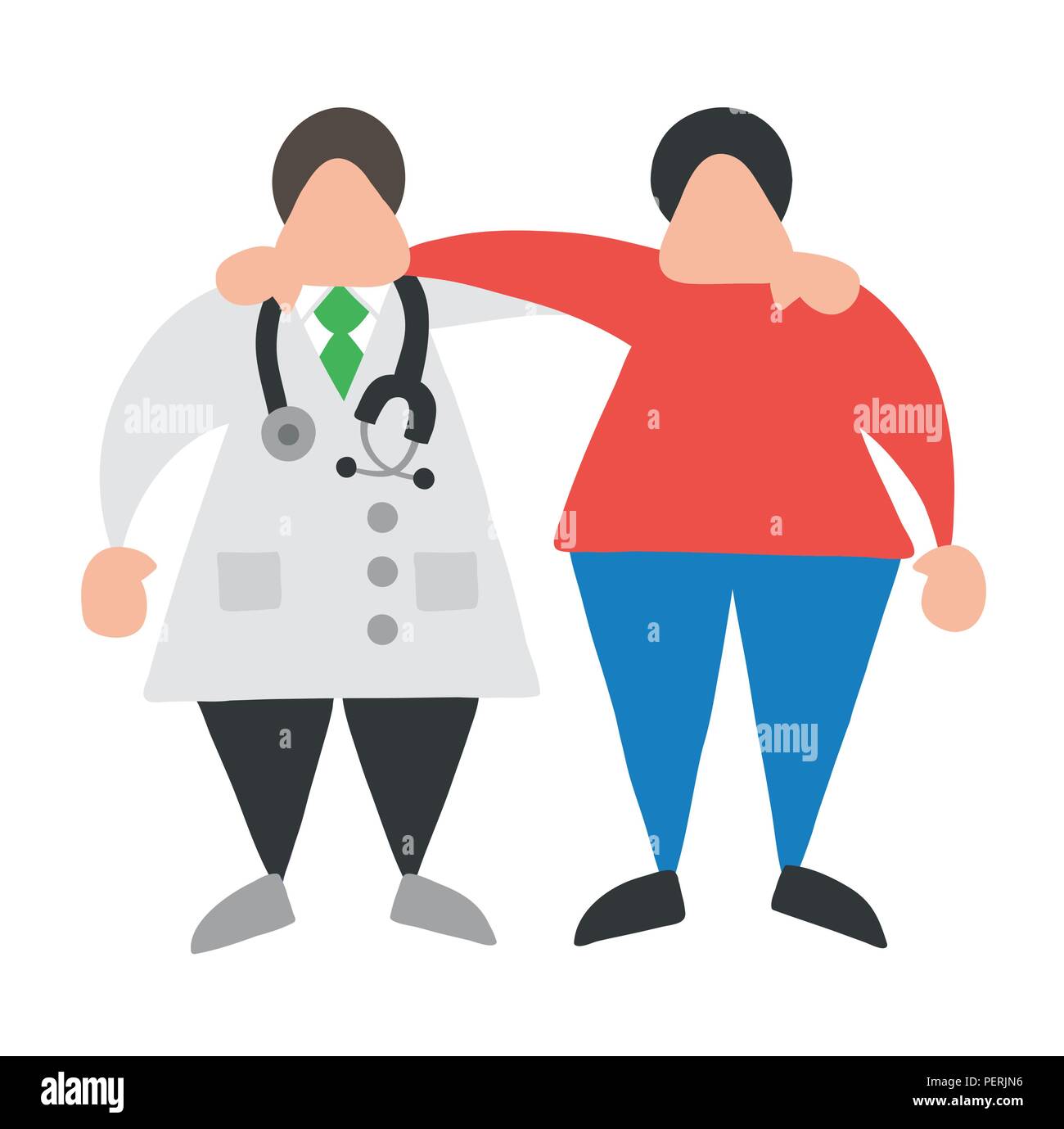 Vector illustration cartoon doctor man and patient friendly and hugging ...