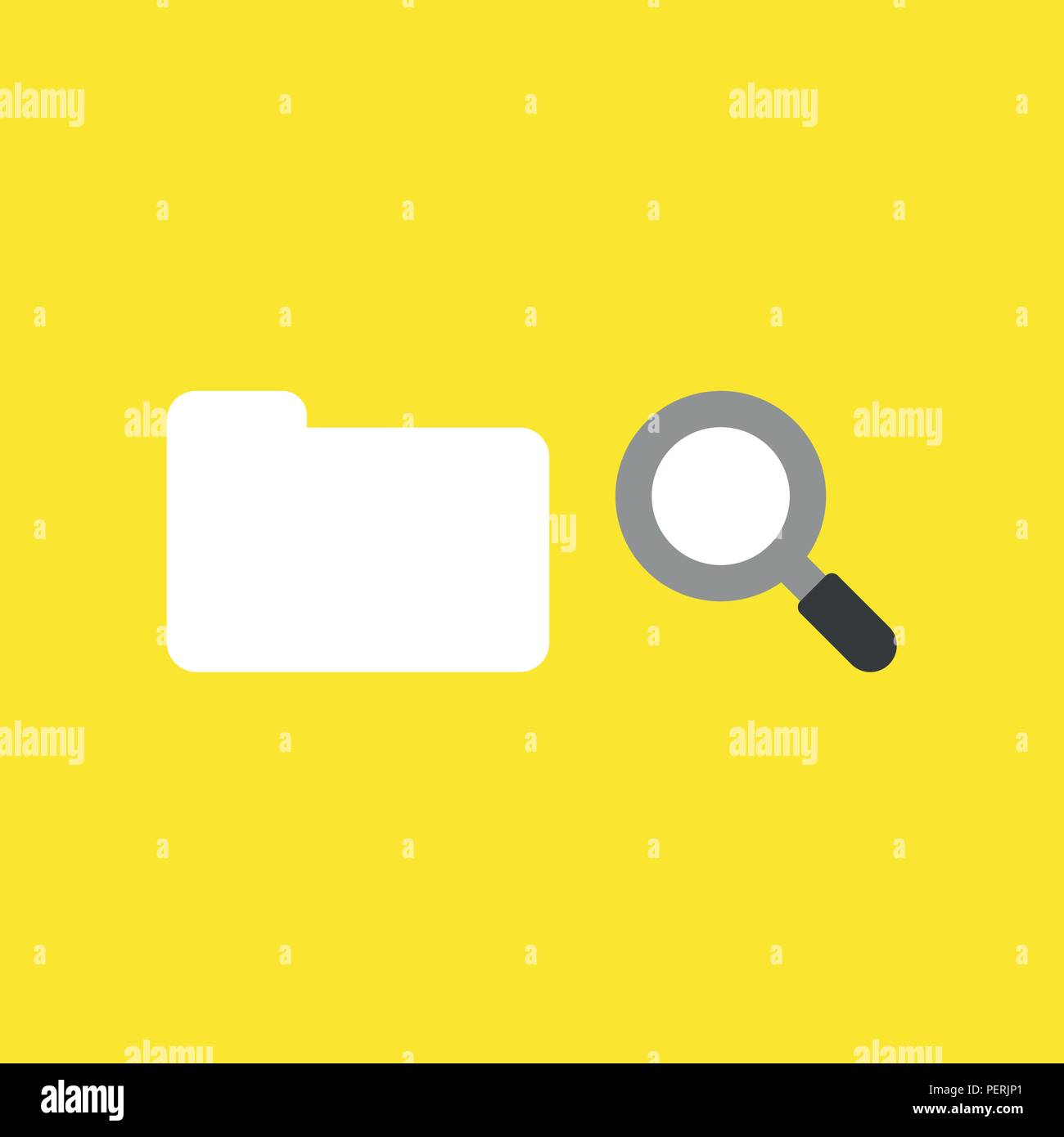 Flat vector icon concept of closed file folder with magnifying glass on ...