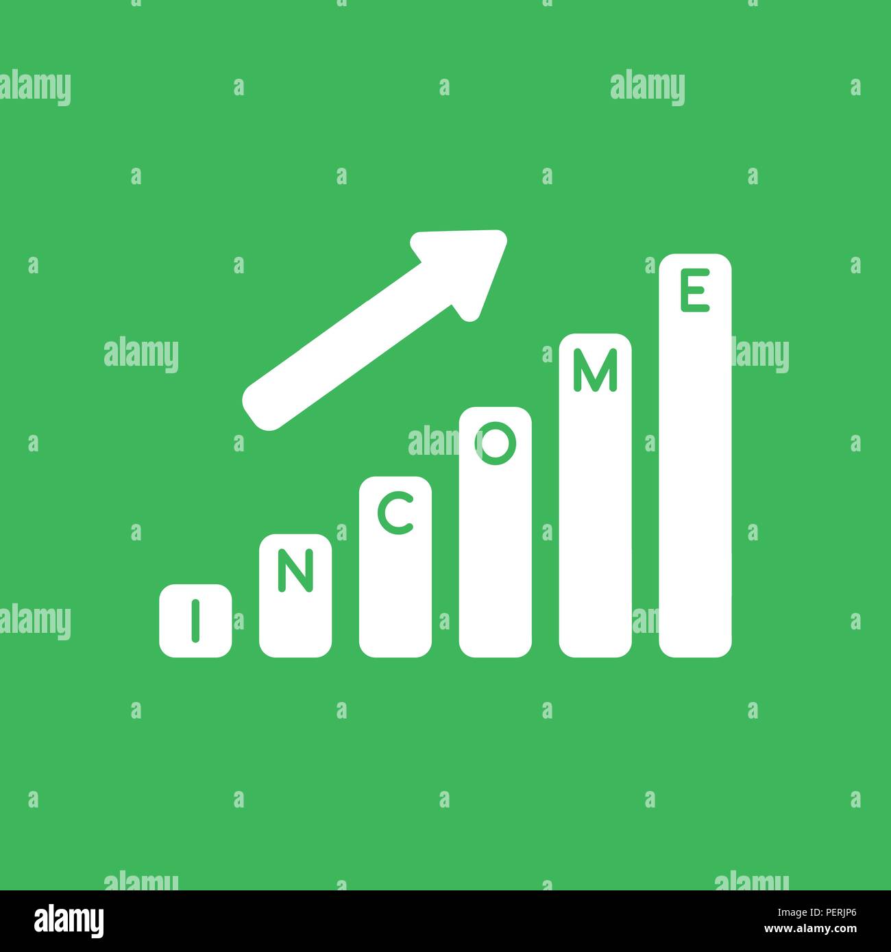 Flat vector icon concept of income sales bar graph arrow moving up on ...