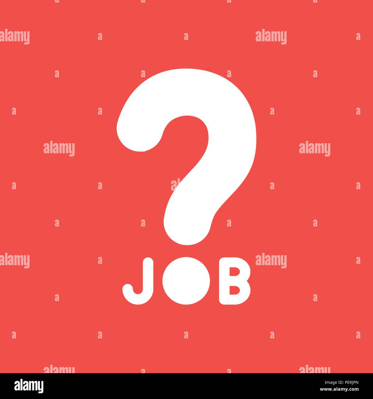 Flat vector icon concept of job word with question mark on red ...