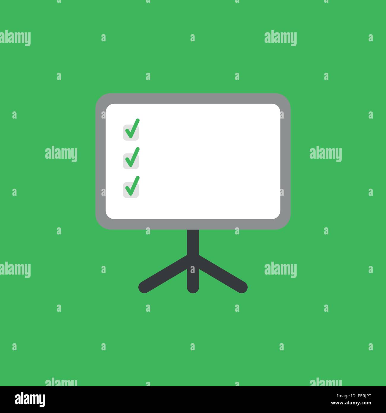 Flat vector icon concept of presentation chart with three check marks ...
