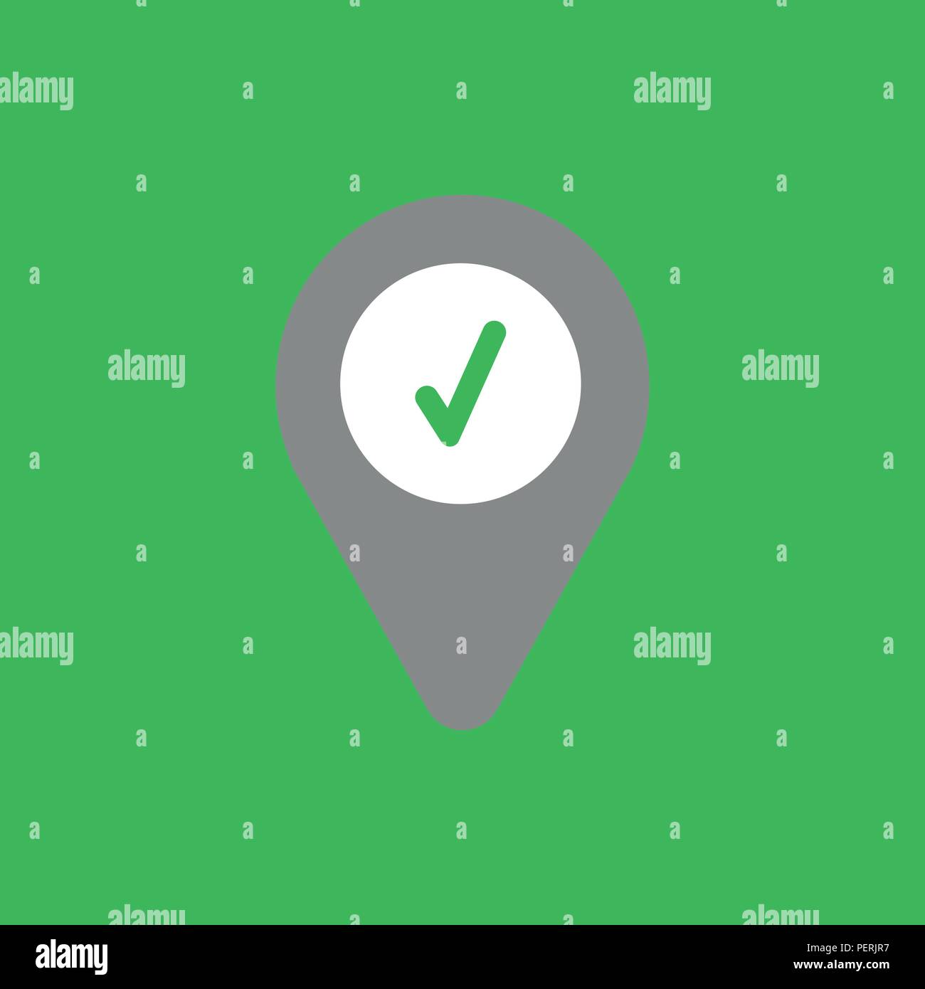 Flat vector icon concept of map pointer with check mark on green ...