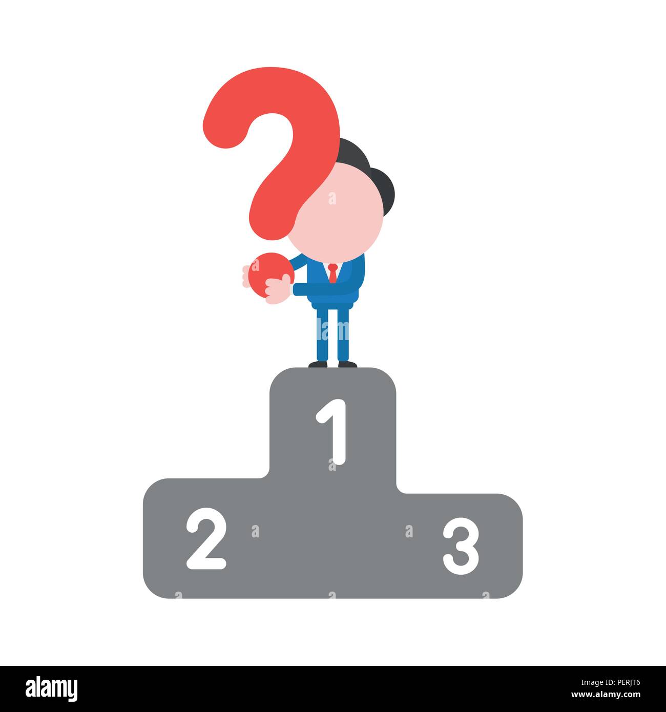 Vector illustration businessman character holding question mark on ...