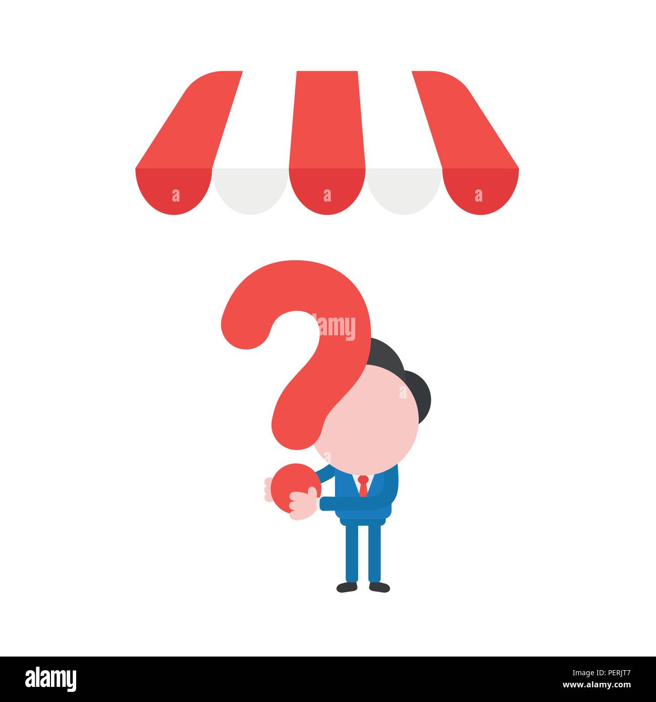 Vector illustration businessman character holding question mark under ...