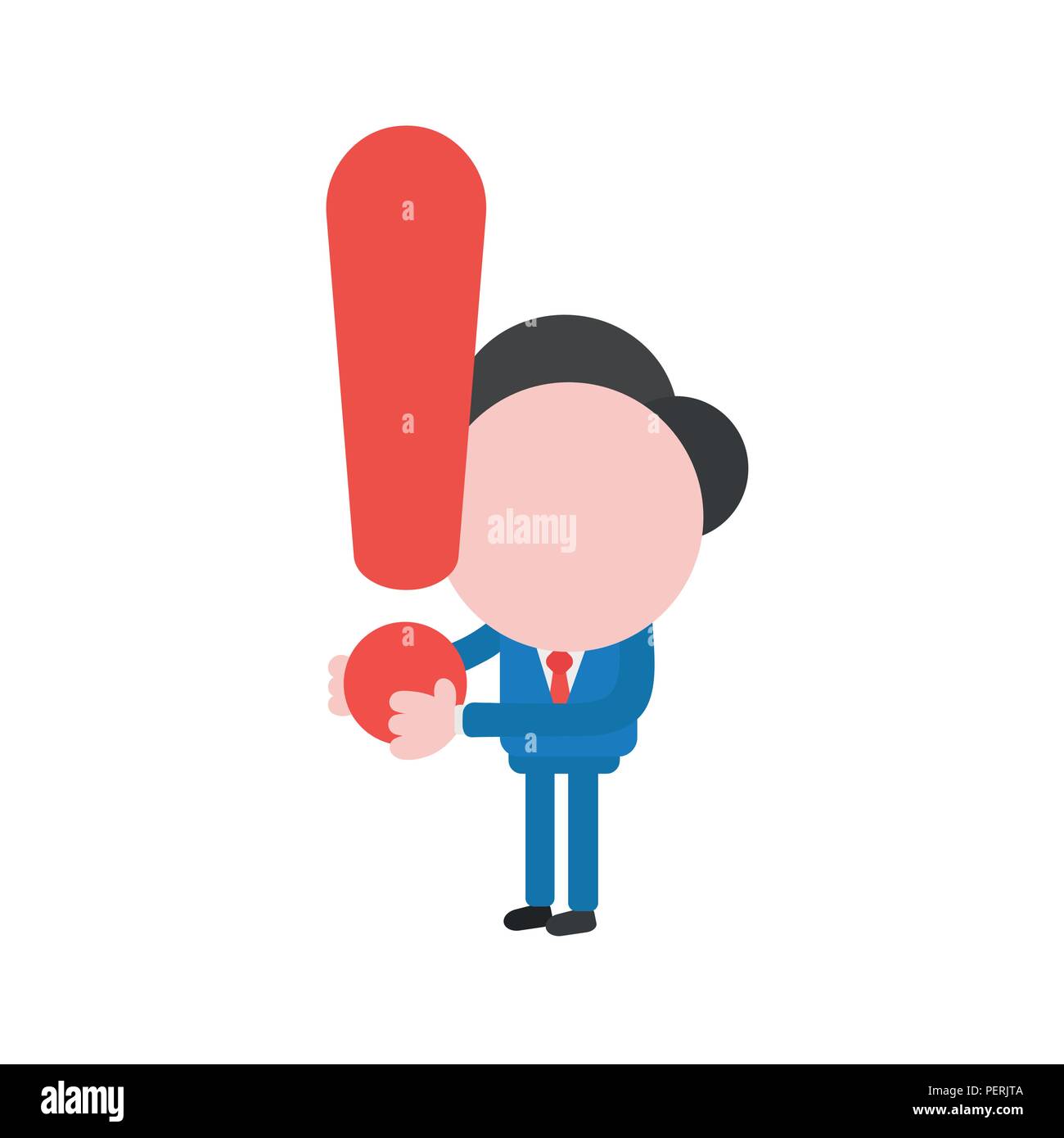 Vector illustration businessman character holding exclamation mark ...