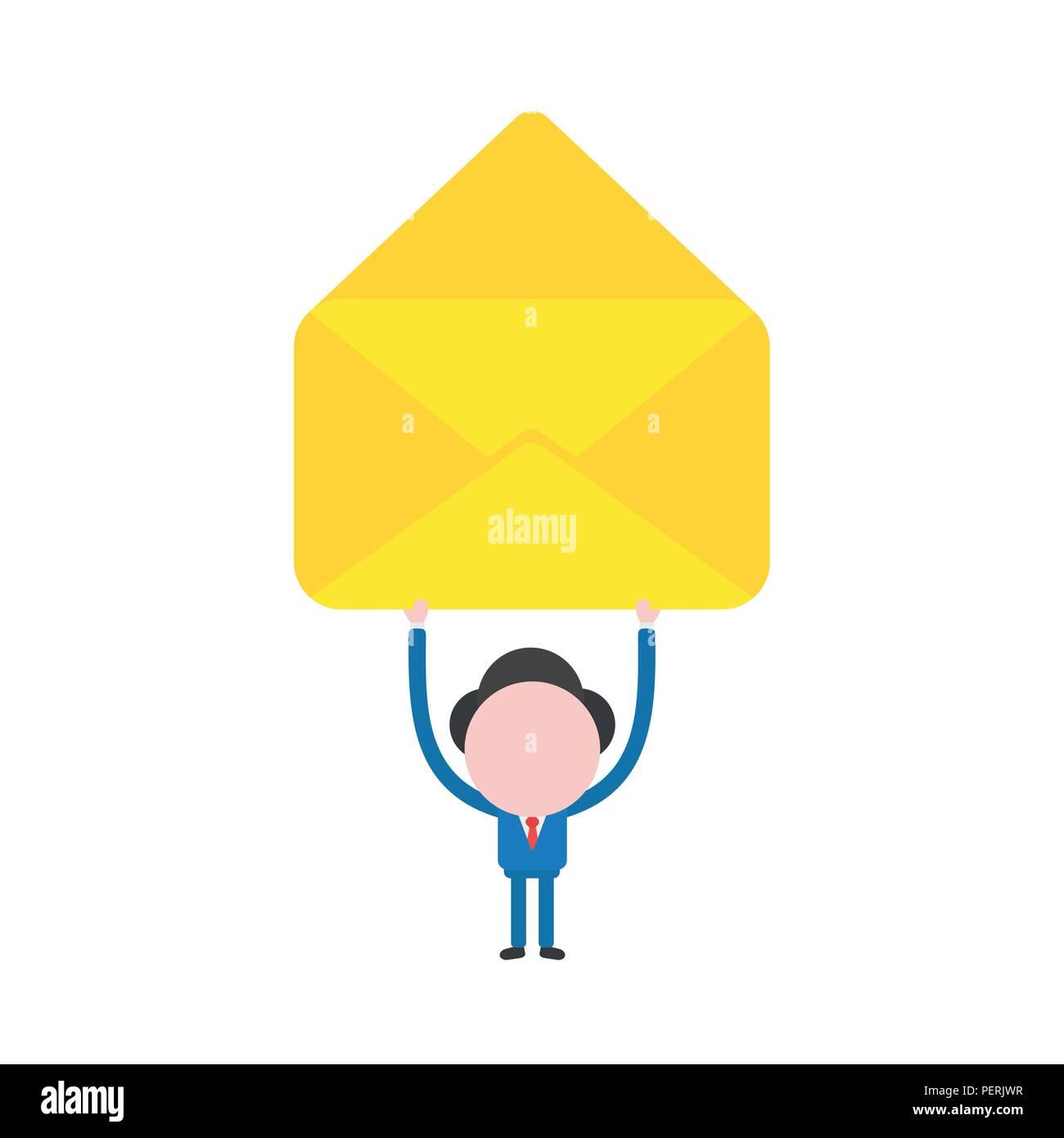 Vector illustration businessman character holding up open empty mail ...