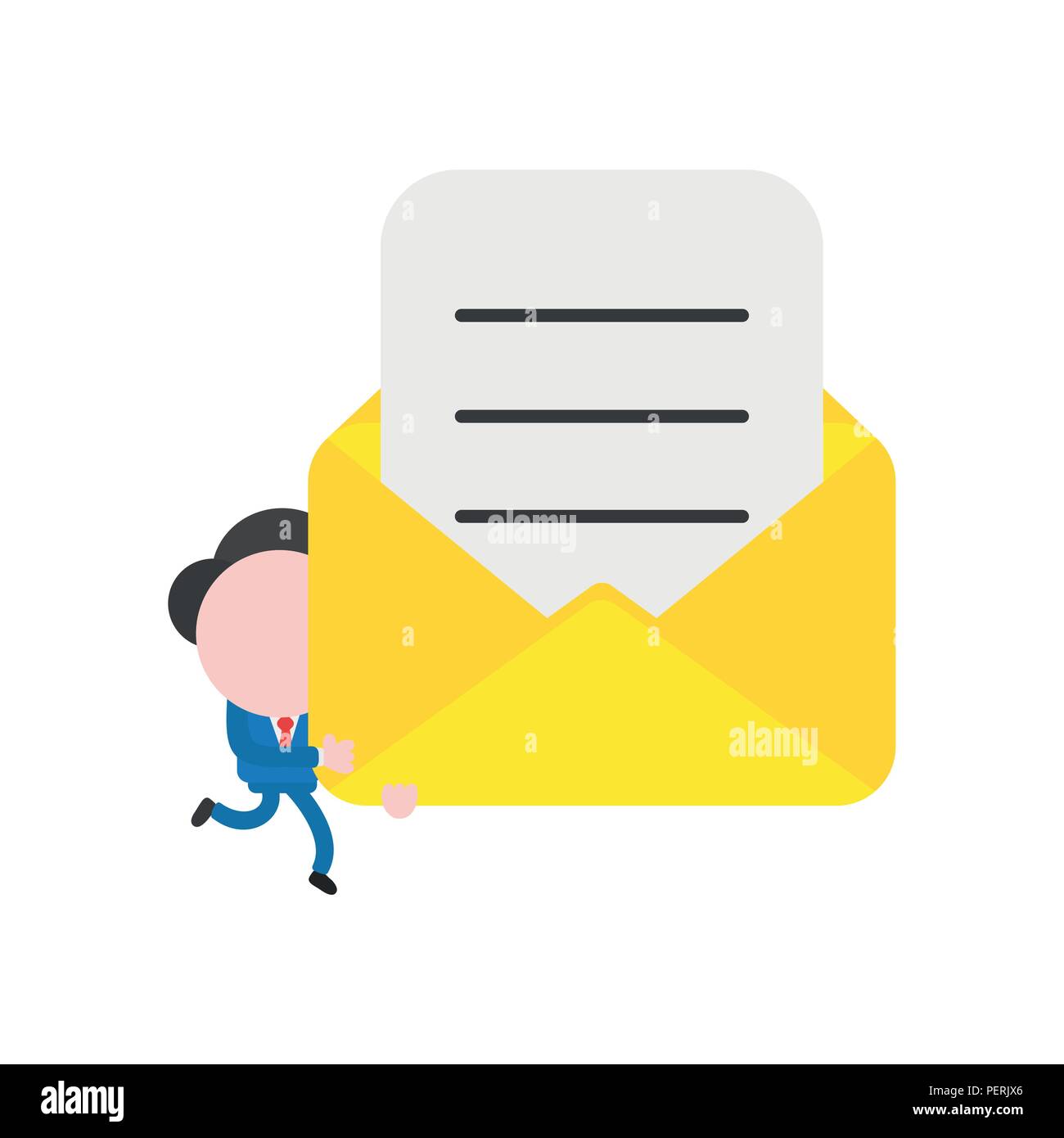 Vector illustration businessman character running and carrying open ...