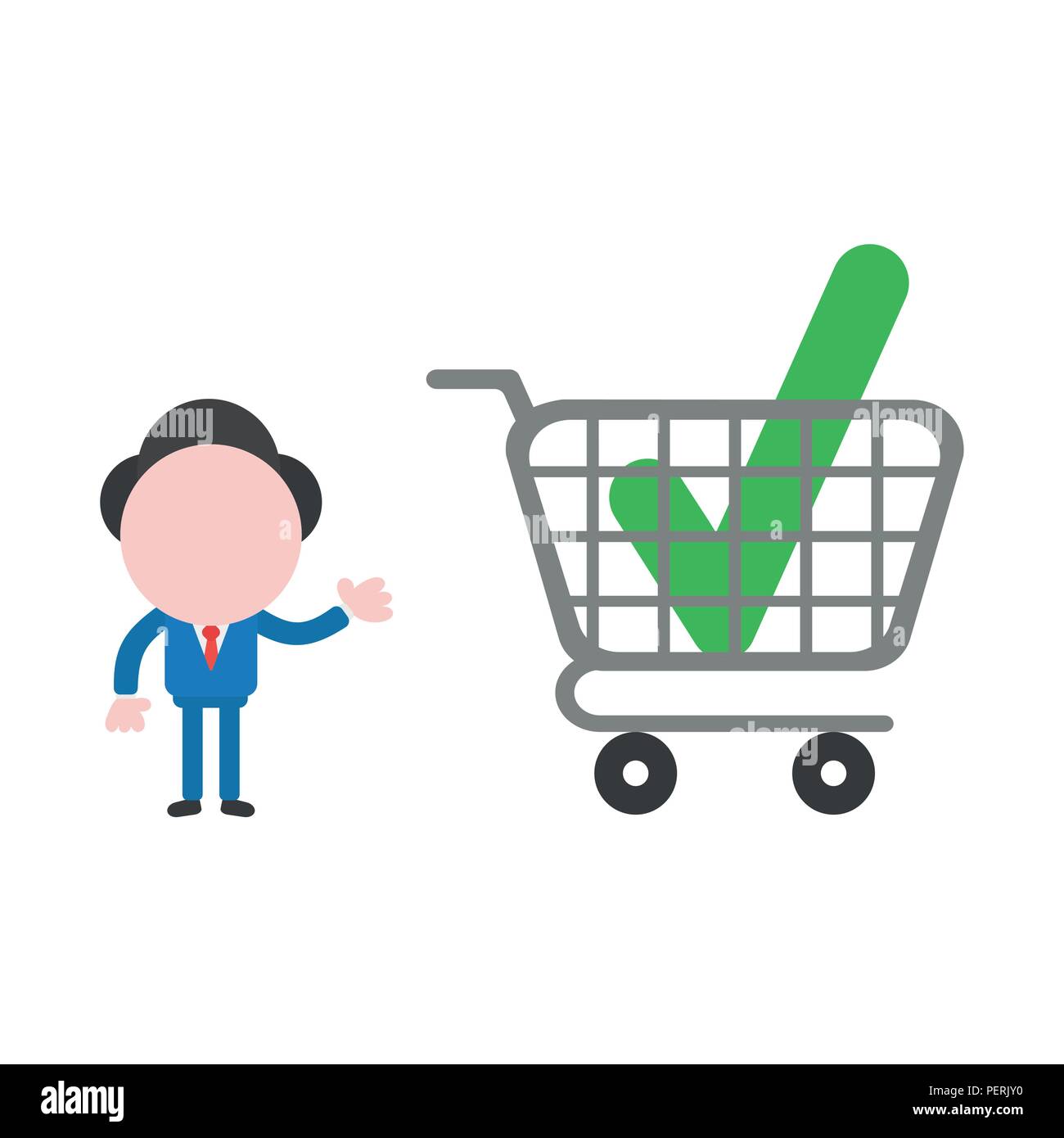 Vector illustration businessman character showing check mark inside ...