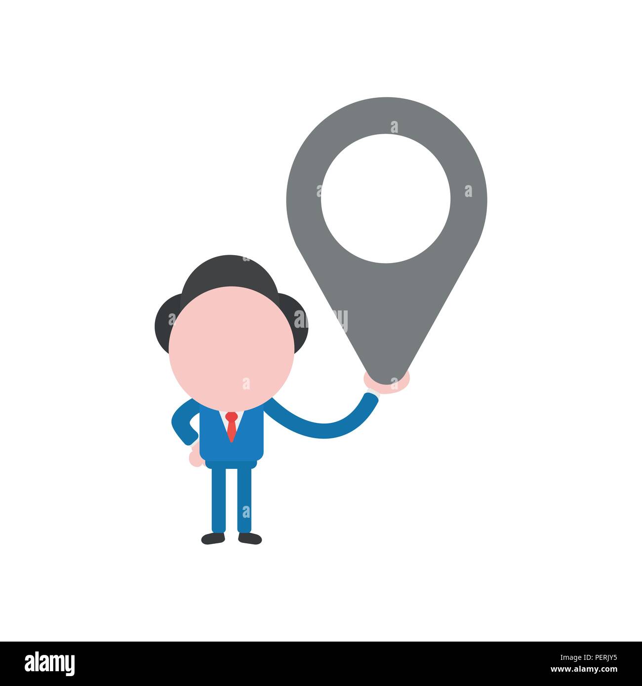 Vector illustration businessman character holding map pointer Stock ...