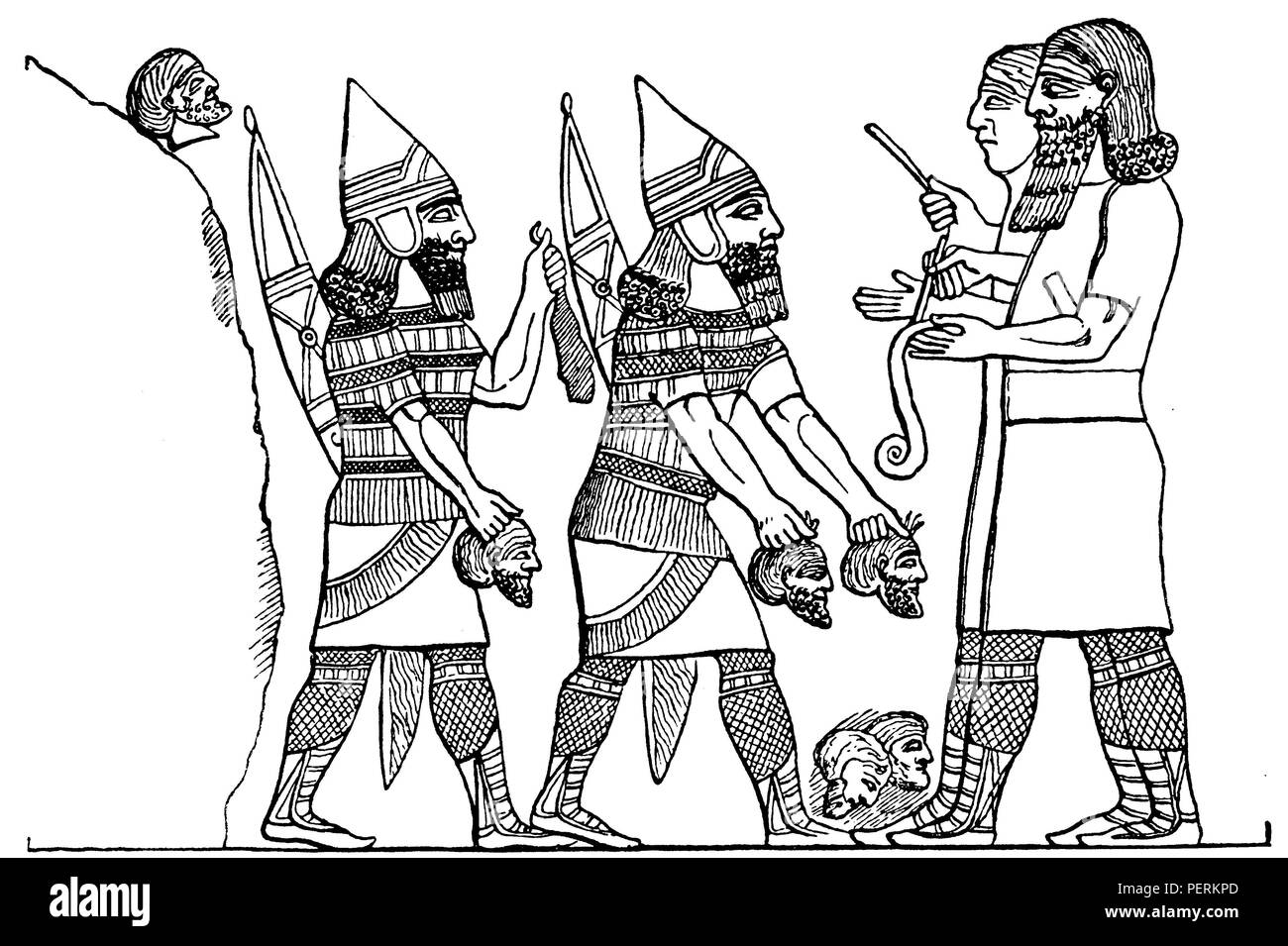 Assyrian scribe, noting the number of fallen heads Stock Photo - Alamy