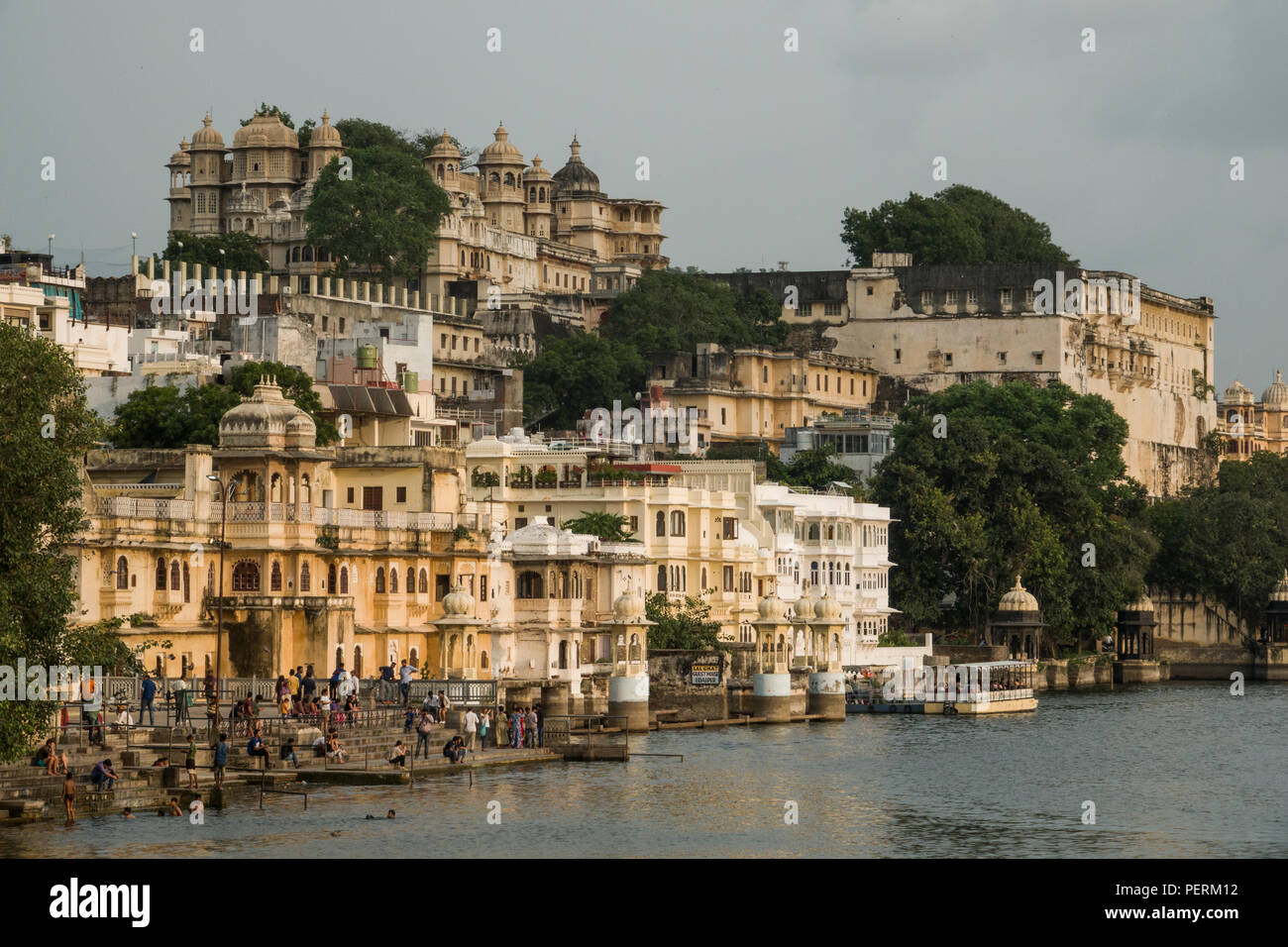 Gangaur Ghat, Lal Ghat and City Palace on Lake Pichola, Udaipur ...
