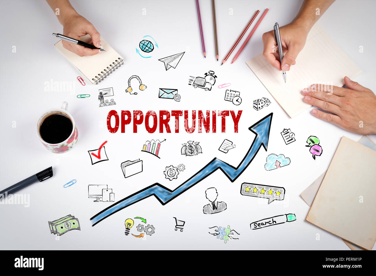 Opportunity Concept. The meeting at the white office table Stock Photo - Alamy