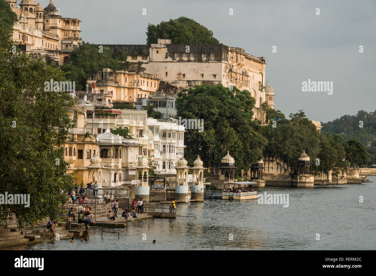 Gangaur Ghat, Lal Ghat and City Palace on Lake Pichola, Udaipur ...