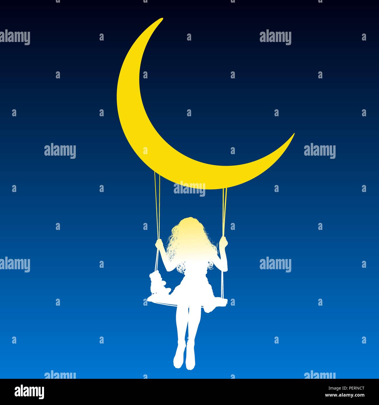girl swing moon Stock Vector Image & Art - Alamy