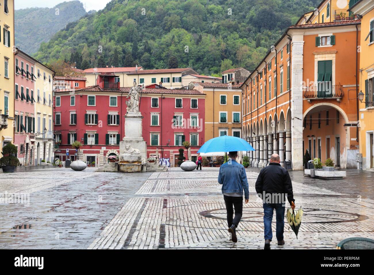 Carrara, Italy - Old Town in the region of Tuscany. Piazza Alberica ...