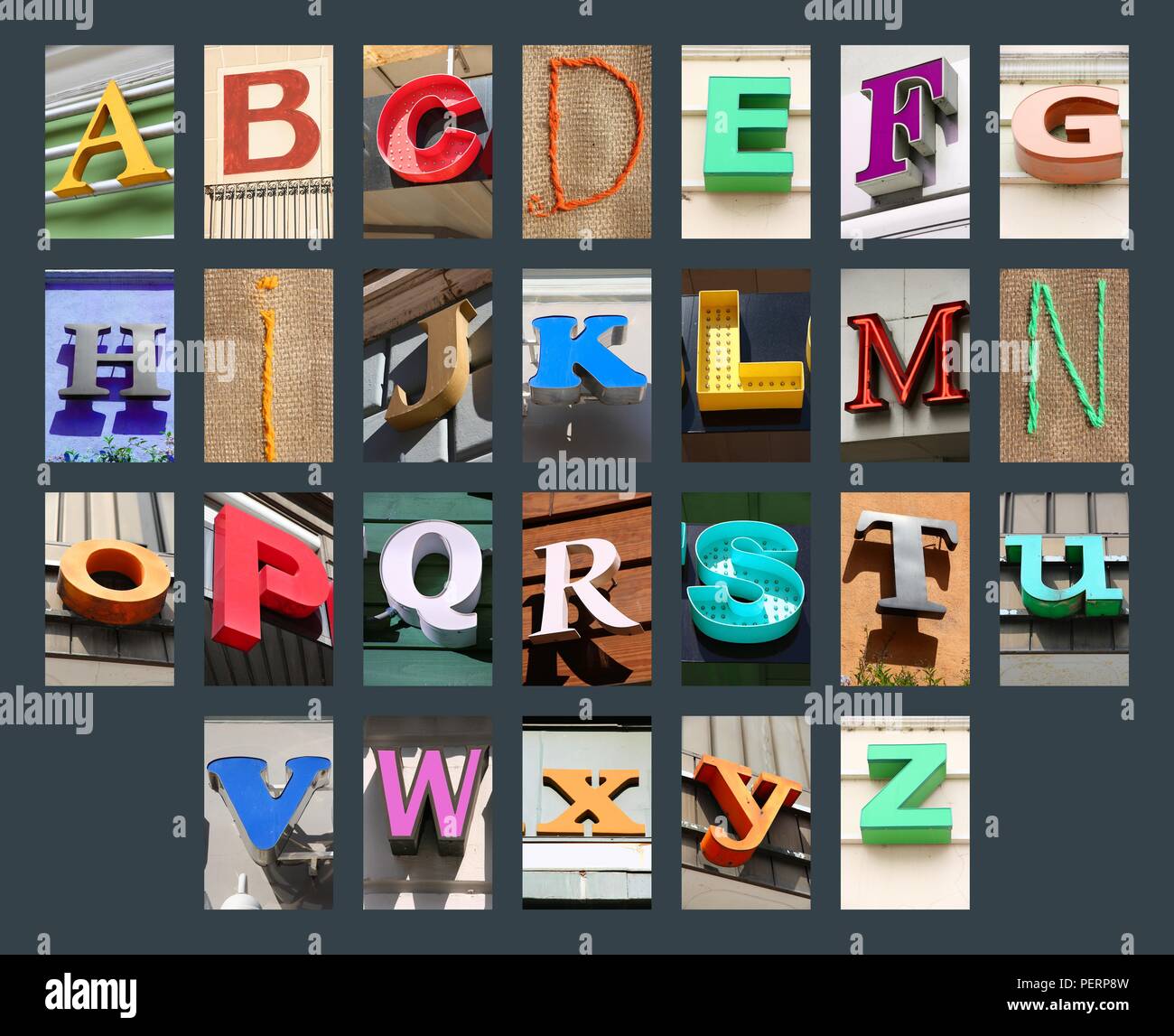 City letters font - urban design elements. Colorful font Stock Photo ...