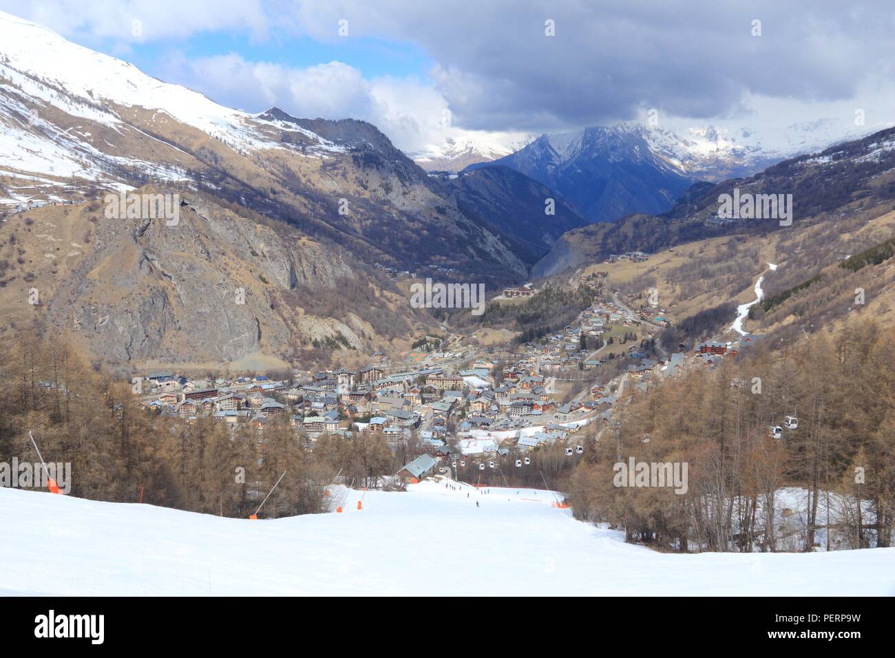 Valloire in Alps of France. Galibier-Thabor skiing station. Massif des ...