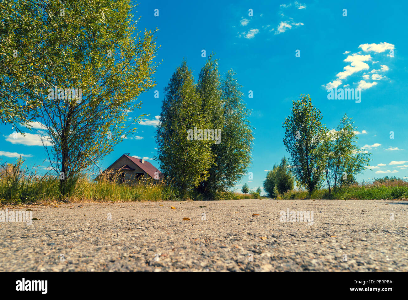 Trees against house hi-res stock photography and images - Alamy