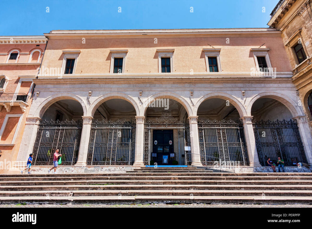Rome,Italy - July 19, 2018:Beautiful facade and porch of the Basilica ...