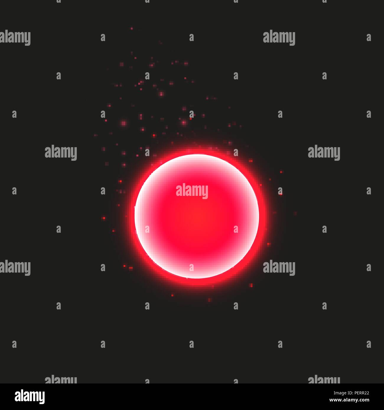 Red round frame. Shining circle banner. Isolated on black transparent ...