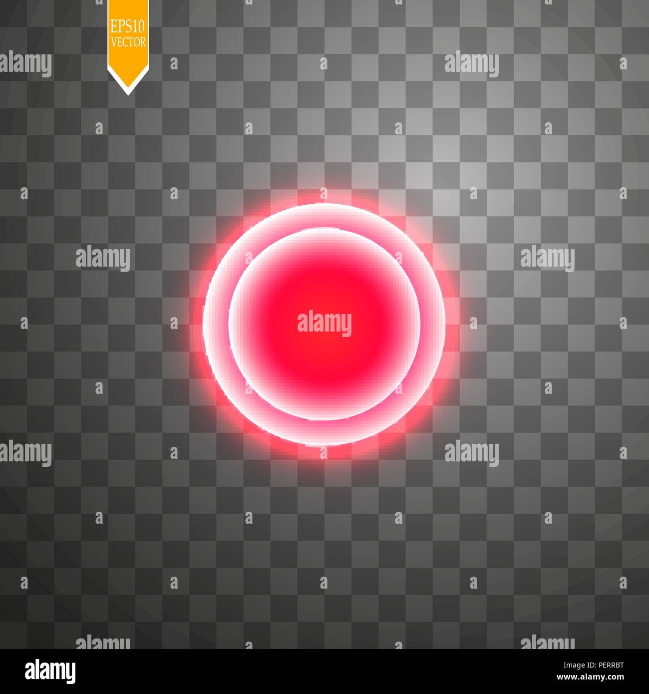 Red round frame. Shining circle banner. Isolated on black transparent ...