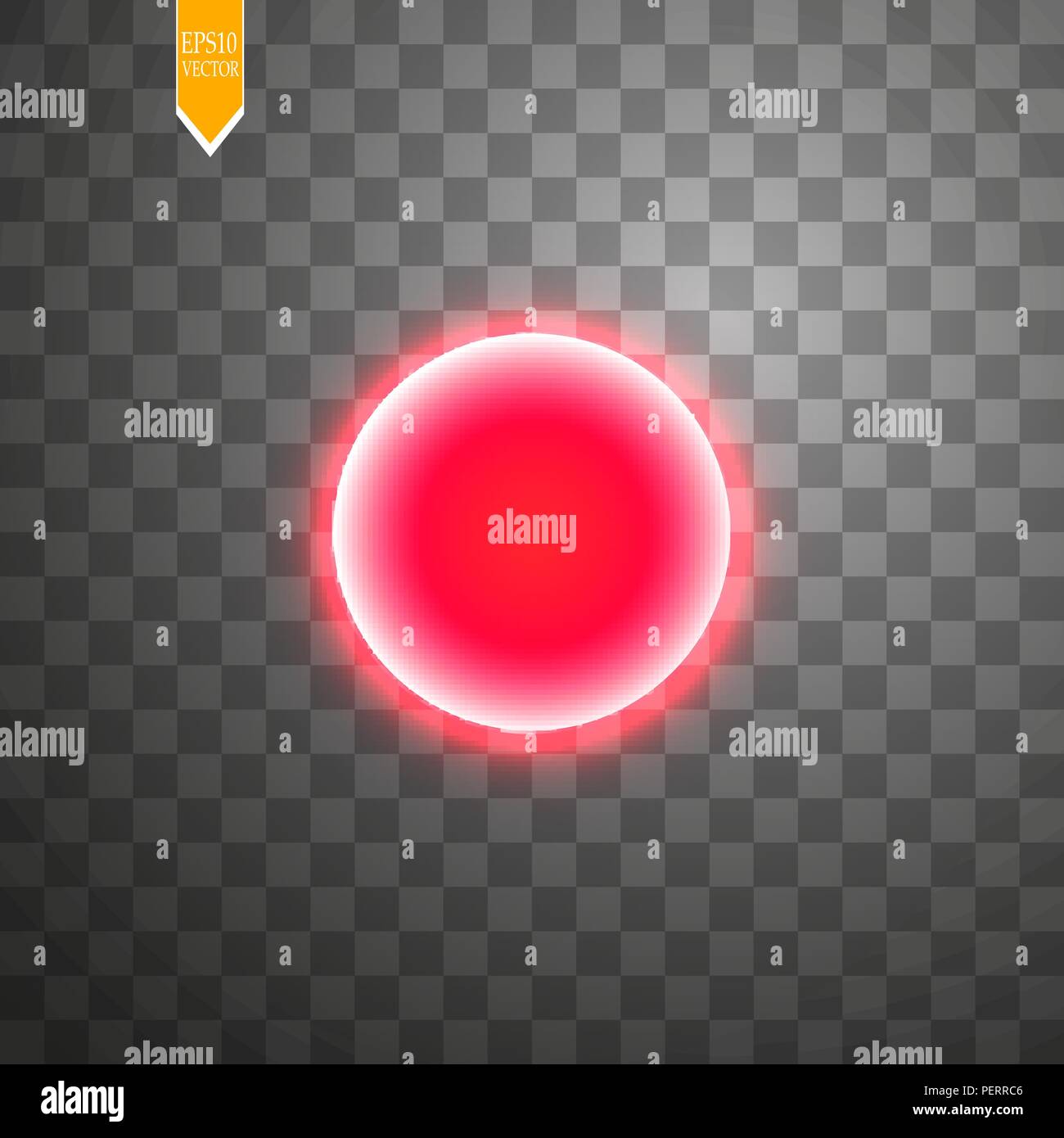 Red round frame. Shining circle banner. Isolated on black transparent ...