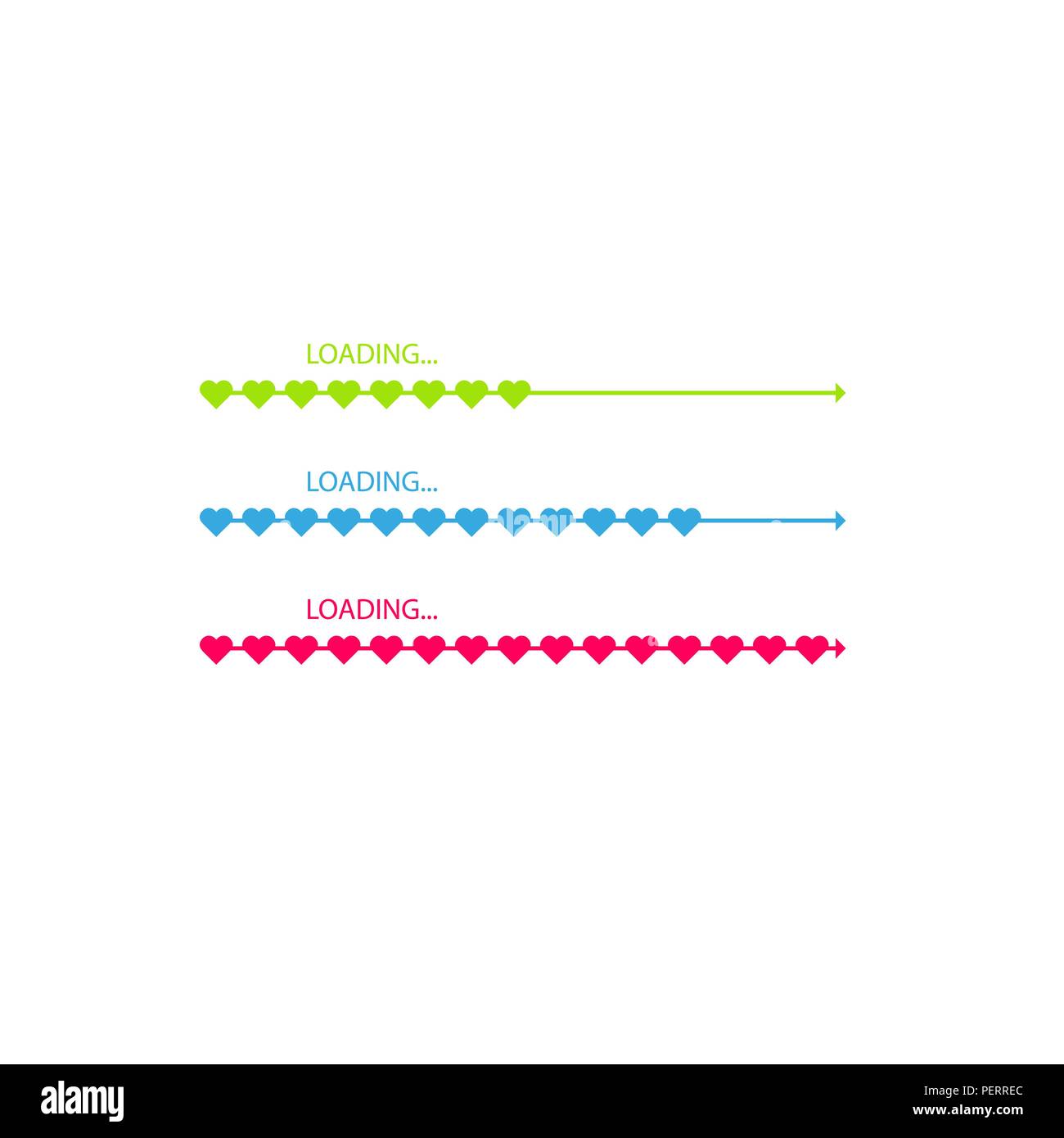 Funny Loading Bar Progress Status Bar Icon. Love Loading Collection.