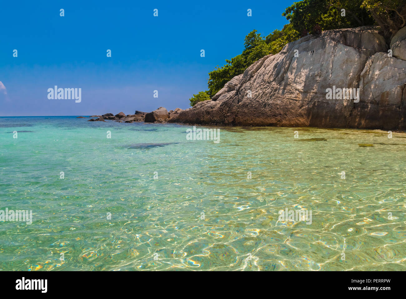 Nice view of the amazing crystal clear water, shimmering at the shallow ...
