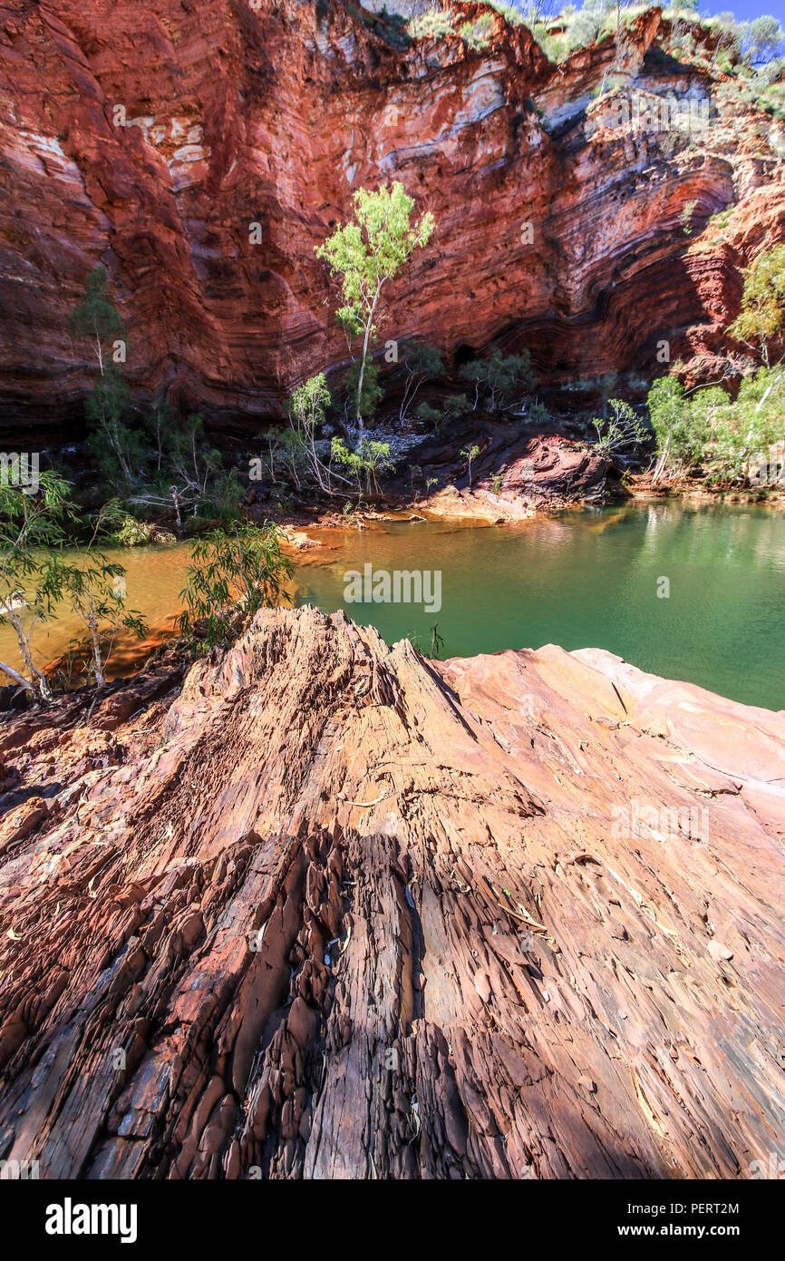 Outback gorge with red rock and trees Stock Photo - Alamy