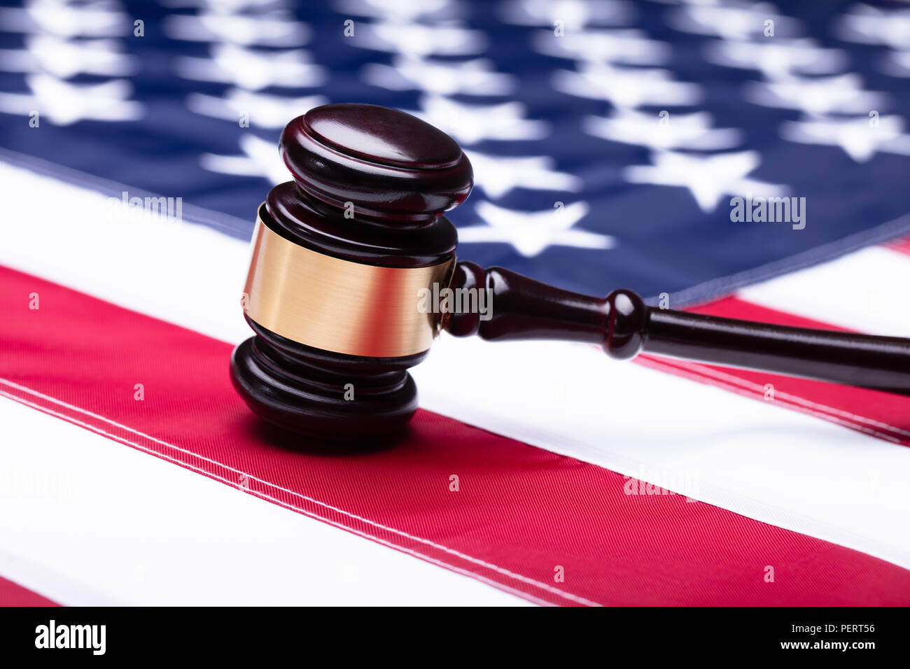 Close-up Of Wooden Mallet On American Flag Stock Photo - Alamy