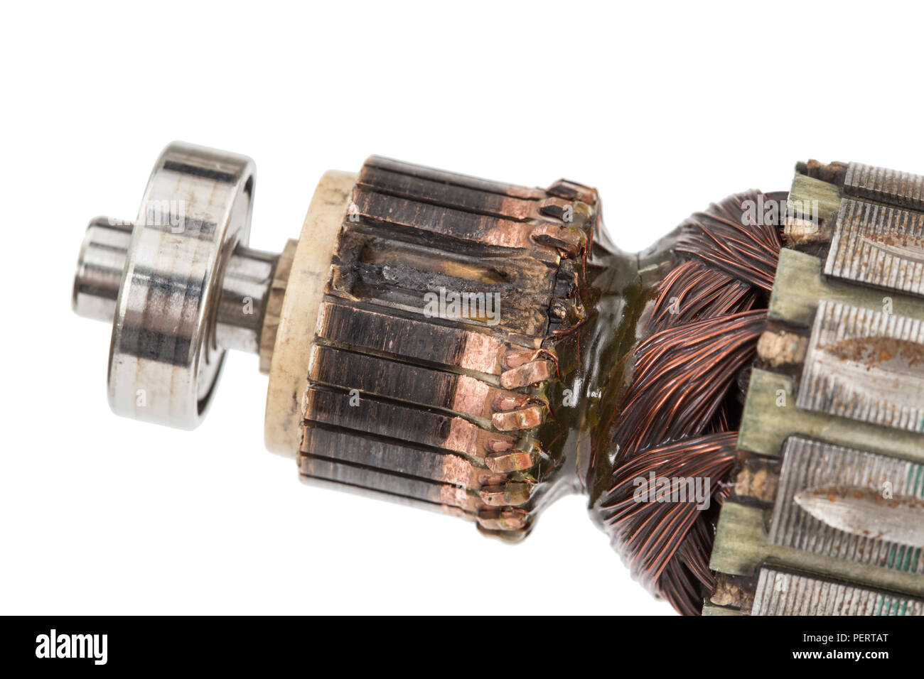 Damaged electric motor anchor, isolated on white background Stock Photo ...