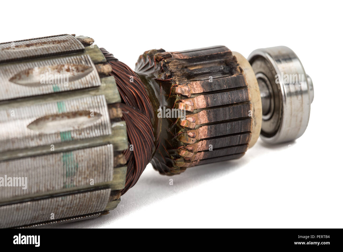 Damaged electric motor anchor, isolated on white background Stock Photo ...