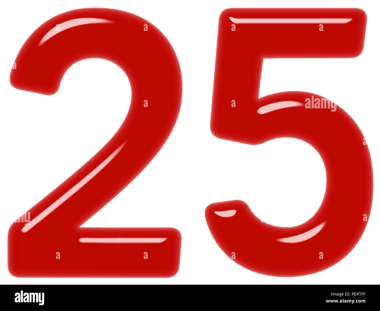 Numeral 25, twenty five, isolated on white background, 3d render Stock ...