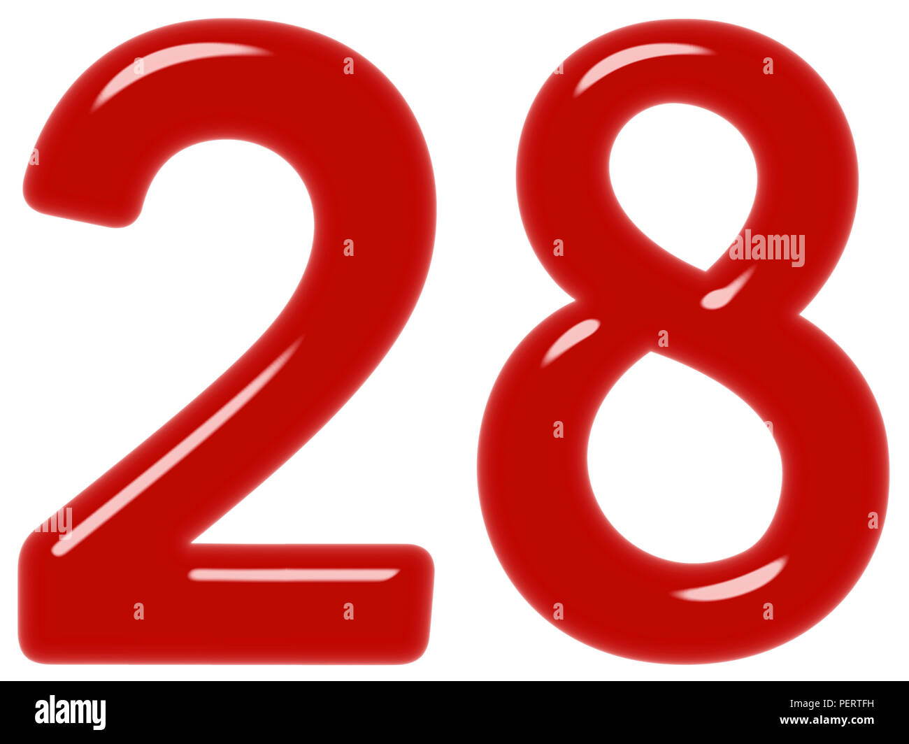 Numeral 28, twenty eighte, isolated on white background, 3d render ...