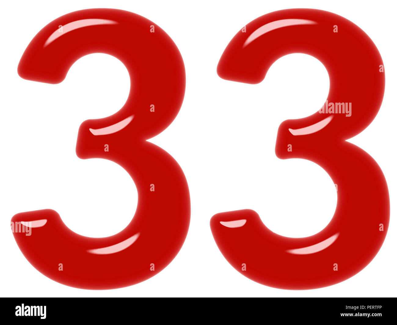 Numeral 33, thirty three, isolated on white background, 3d render Stock ...