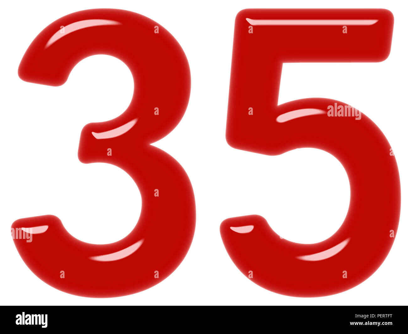 Numeral 35, thirty five, isolated on white background, 3d render Stock ...